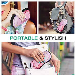 MoKo Sunglasses Soft Case Ultra Light Neoprene Zipper Eyeglass Case with Clip, Cloudy Pink