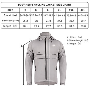 Dooy Men's Cycling Bike Jacket Windproof Vest Lightweight Running Jacket High Visibility Windbreaker with Detachable Sleeves(Grey,Large)