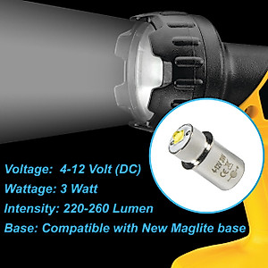 HQRP High Power 3w LED Bulb Compatible with Maglite 3D 4D 5D 6D / 3C 4C 5C 6C / 3-4-5-6 D/C Cell Torch Flashlights Conversion Bulb Upgrade