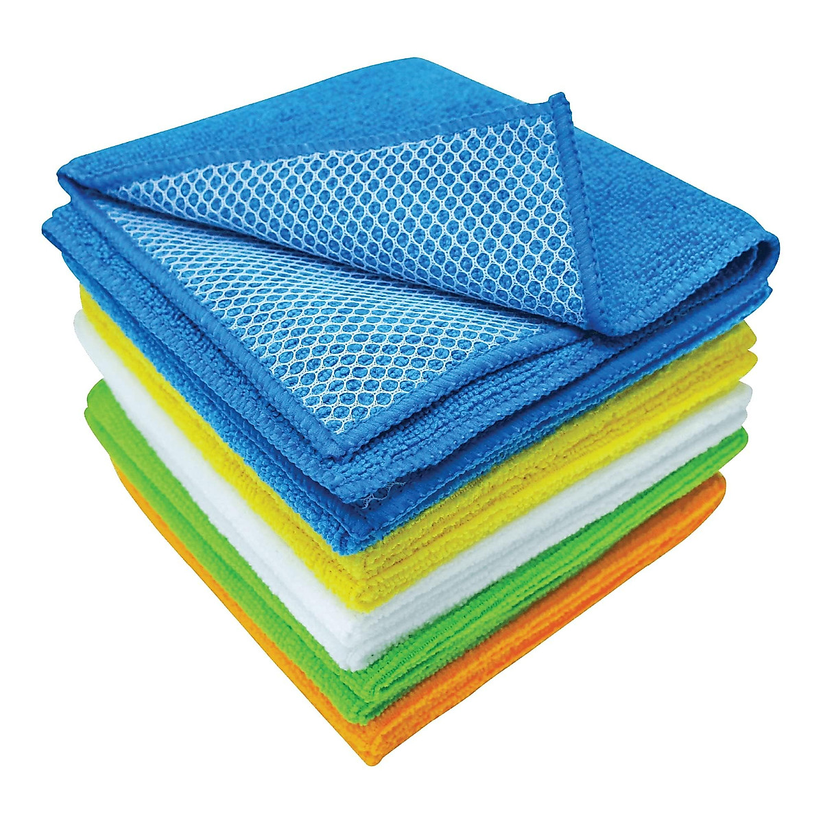 S&T INC. Dish Cleaning Cloths with Poly Scour Side, Microfiber Cleaning Cloths, Assorted, 12 In. x 12 In., 10 Pack