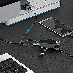 SHYPT USB Hub，Four USB 3.0 Hub with Micro External Power Hole High Speed Four Port Splitter (Color : White)