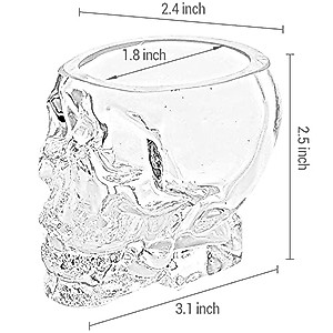 MyGift Clear Glass Novelty Skull Face Liquor Shooter Shot Glasses, Decorative Halloween Drinkware - 2.8 oz, Set of 6