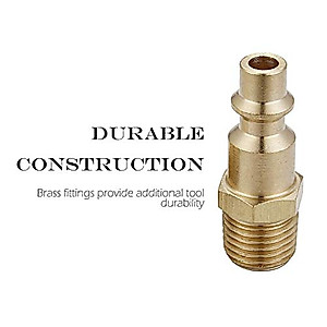 T TANYA HARDWARE Air Hose Fittings And Air Coupler Plug, Air Compressor Quick-Connect MNPT Male Plug Kit (Industrial Type D, 1/4-Inch NPT Male Thread, Solid Brass, 2 Piece)