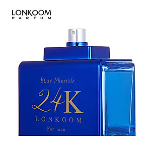 Lonkoom 24K Blue Minerale - Long Lasting Perfume for Men - Woody, Floral Perfume - Fragrance for Men with Notes of Lily, Aldehydes, Green Leaves, Musk, Amber, Cedar - 3.4 oz EDP Spray for Men