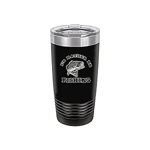 Rogue River Tactical Funny Fishing 20 Oz. Travel Tumbler Mug Cup w/Lid Vacuum Insulated Hot or Cold I'd Rather Be Fishing Bass Fishing Gift Fish (Black)