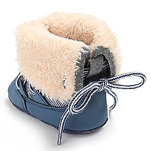 Baby Booties Newborn Girl Boy Shoes Infant Winter Warm Boots Rubber Sole Slip Boots Baby Snow Boots 18-24 Months (Blue, 6-12Months)