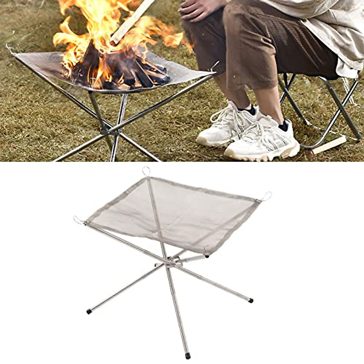 YEmirth Portable Outdoor Fire Pit, Portable Folding Outdoor Firepit Foldable Camping Fire Pit with Storage Case for Camping Backyard Garden