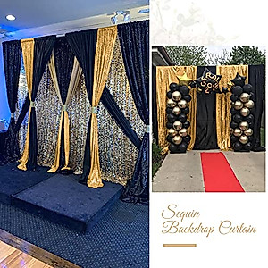 Sequin Backdrop Curtain 4 Panels 2ft x 8ft Wedding Ceremony Background Backdrop Glitter Shimmer Fabric Backdrop Drapes for Photography Props Wedding Arch Bridal Shower Home Decoration (Gold)