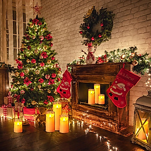 NURADA Flickering Flameless Candles: Acrylic LED Pillar Candles Battery Operated with Remote and Timer Imitation Glass Candle for Home Table Bathroom Decor, Gold, Pack of 5 (D 3"×H 4" 5" 6" 8" 8")