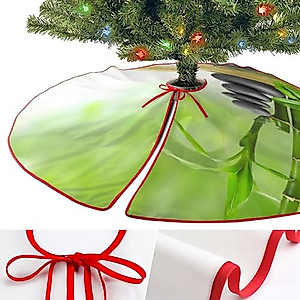 Zen Basalt Rocks Christmas Tree Skirt 48"x48", Large Xmas Tree Skirt Fabric, Washable Tree Skirt Waterproof, Classic Santa Tree Skirt Decorations for Real Tree, Home, Outdoor, Holiday Party