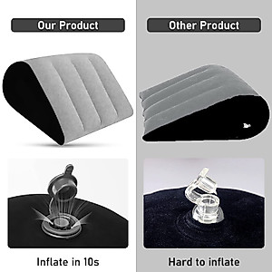 Prosixtoy Portable Wedge Pillow Inflatable Cushion - Body Positioners Lightweight Wedge Pillow for Sleeping, Leg Elevation, Use in Bed, Travel, Camping, Fast Inflating Deflation(Gray) (SE903-var)