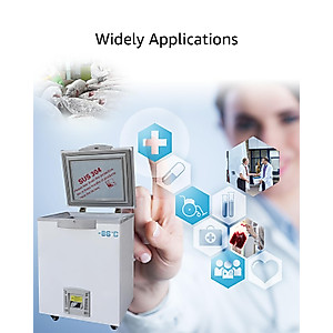 Bonxrdun Lab Deep Freezer, 28L, -86℃(-122.8℉) Ultra Low Temperature Freezer, Medical Freezer with Rollers, Laboratory Refrigerator for Storage, Research