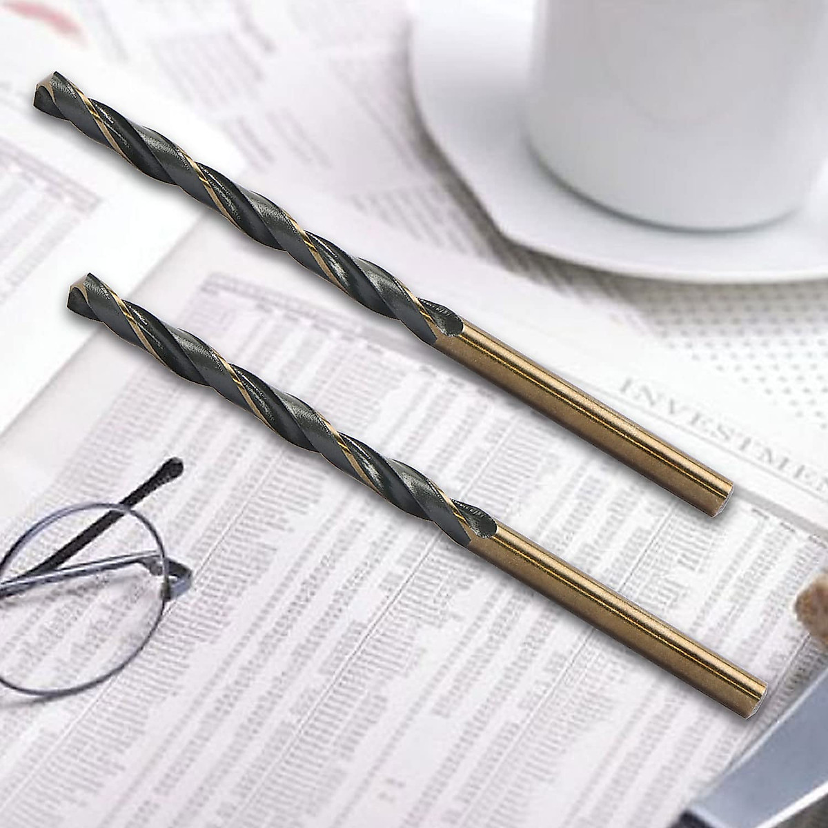 Aopin 2pcs HSS 9/16" Inch (14mm) Metric Gold Cobalt Titanium High Speed Steel Twist Drill Bit,Suitable for Cast Iron,Stainless Steel,Copper, Wood,Plastic,Other Material Products