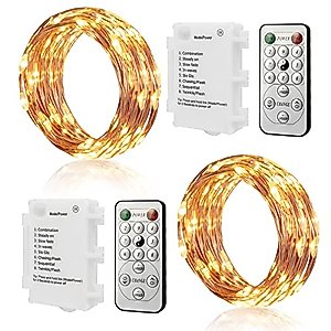 koopower 2X 50 LED Orange Battery Operated Fairy Lights with Remote Control 16ft Christmas Lights for Tree, Thanksgiving, Garden, Wedding, Bedroom Outdoor Decoration