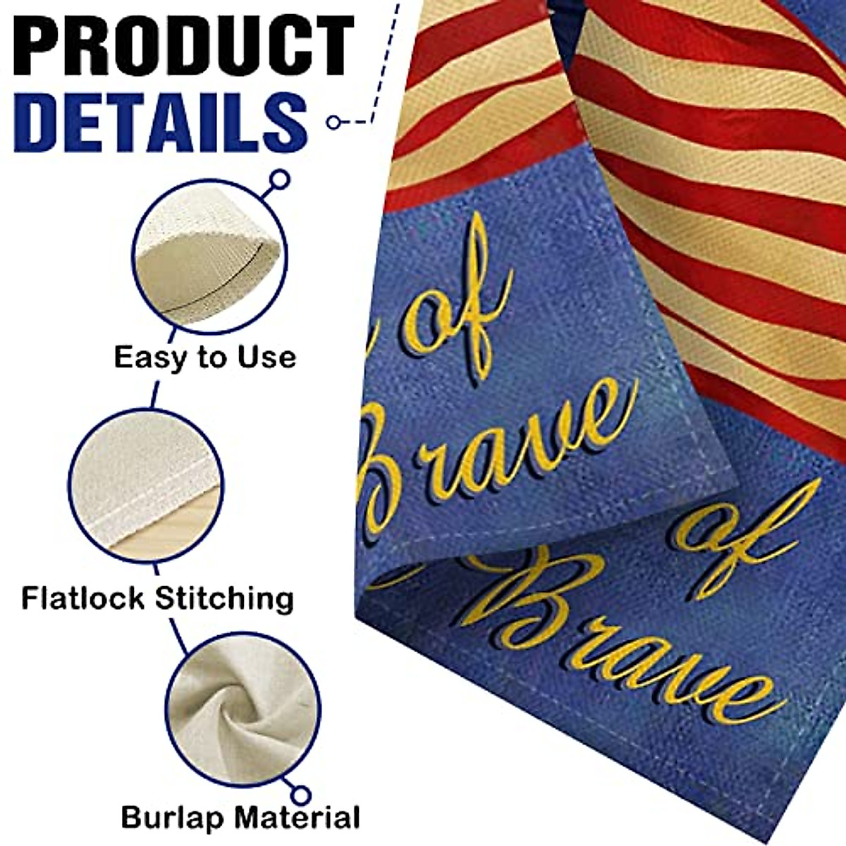 Dyrenson Home Decorative Outdoor 4th of July Patriotic Memorial Day Garden Flag Double Sided, Land of The Free Because of The Brave House Yard Flag, 9/11 Decorations, USA Holiday Outdoor Flag 12 x 18