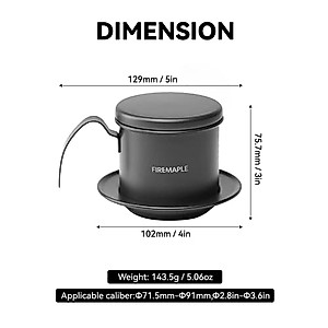 Fire-Maple-Orca Vietnamese Coffee Filter, Stainless Steel Pour Over Coffee filter, Traditional drip coffee filter, Ideal for Camping, Travel, Office, Home, Coffee Maker Brew