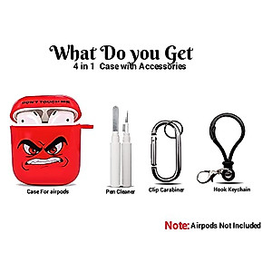 Redx1 Airpod Case Compatible with AirPods 2/1,Airpods Protective Hard Case Cover,Airpod Case for Women Girls Teen, (Angry face)