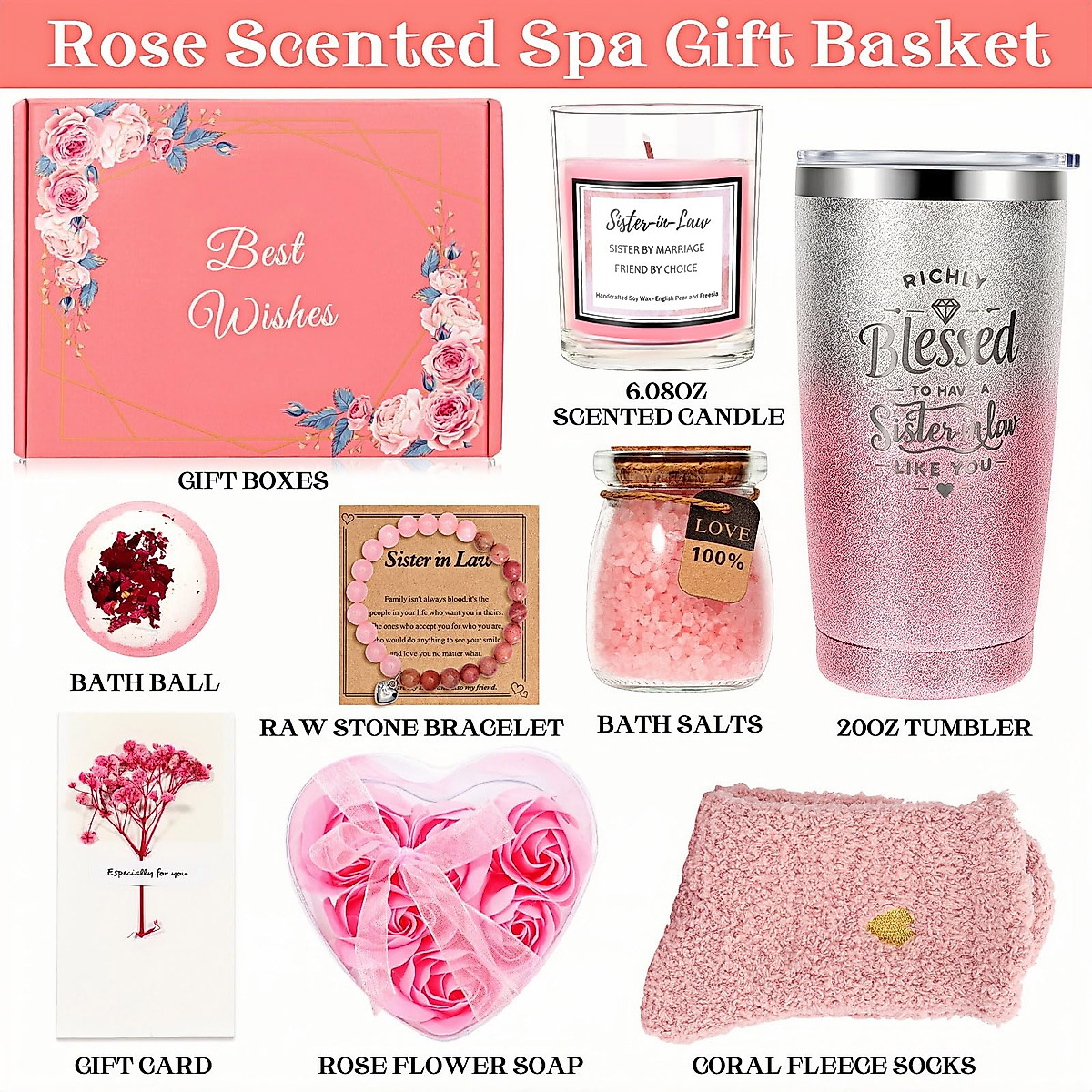 Sister in Law Gifts, Best Sister in Law Birthday Gifts, Christmas, Wedding Or Thanksgiving Day Best Gifts for Sister-in-Law, Sister-in-Law Spa Gift Basket Set