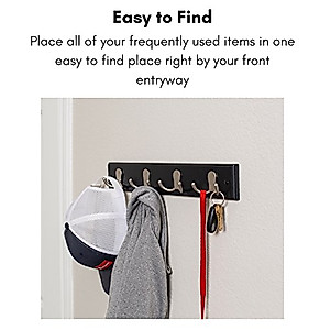 BirdRock Home Dual Hook Coat and Hat Rack - 4 Dual Hooks - 17 Inches - Wall Mount - Decorative Home Storage - Entryway Foyer Hallway Bathroom Bedroom Rail - Satin Nickel Hooks - Black Pine Bathroom Ra