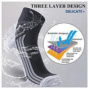 SuMade Waterproof Hiking Socks,Womens Mens Rainy Day Water Resistant Athletic Lightweight Breathable Dry Fit Anti-blister Cushioned Trekking Cycling Socks 1 Pair (Black,Small)