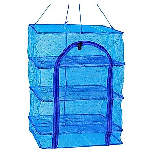 Gatuida Hanging Drying Net, 4 Layers Foldable Fish Mesh Hanging Drying Rack for Shrimp Fish Fruit Vegetables(66X50cm) Hanging Dryer Rack