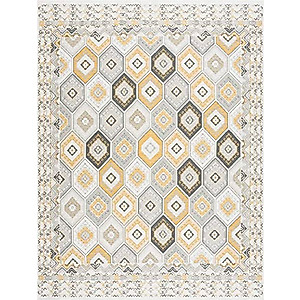 Double Sided, Water Resistant Indoor Outdoor Rug 8x10 | Outdoor Rugs for Patio, Deck, Porch, Entryway | Fade Resistant Outside Area Rug | 7'11'' x 10'3'' Cream | Floral, Tropical or Geometric