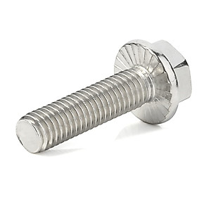 M6 x 16mm Flanged Hex Head Bolts Flange Hexagon Screws, Stainless Steel 18-8 (304), Plain Finish, 50 PCS