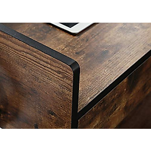 JJS 48" Home Office Computer Laptop Desk with Drawers, Modern Wooden Compact Study Writing Desk with Privacy Panel and Storage for Small Space, Rustic Brown