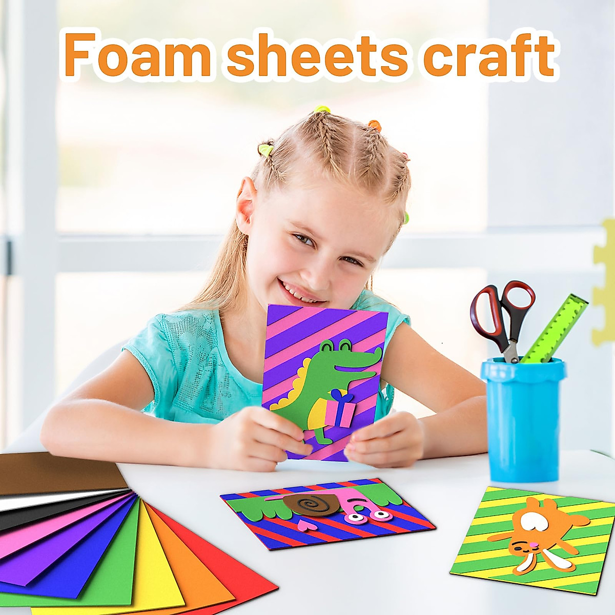 Do²ping Foam Sheets Crafts, 8.5x5.5 Inch 10 Colors Craft Foam Paper for Crafts Project Scrapbooking DIY Cosplay (10 Sheets)