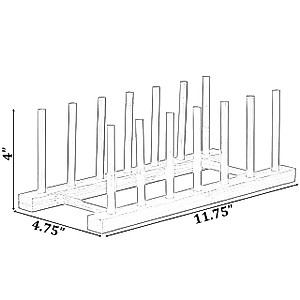 Basicwise Set of 2 Bamboo Wooden Dish Drainer Rack, Plate Rack, and Drying Drainer (6 Grid)