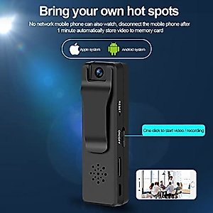Hidden Spy Camera Mini Body WiFi Camera Wireless Pen Security Nanny Cam,Home Security Dog Camera Indoor Outdoor Camera, App Remote View Loop 180° Rotation Built-in Battery Camera no WiFi Needed