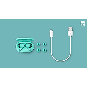 Philips T1207 True Wireless Headphones with Up to 18 Hours Playtime and IPX4 Water Resistance, Teal