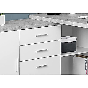 Monarch Specialties Computer Desk - 60"L White / Cement-Look Left/Right Face