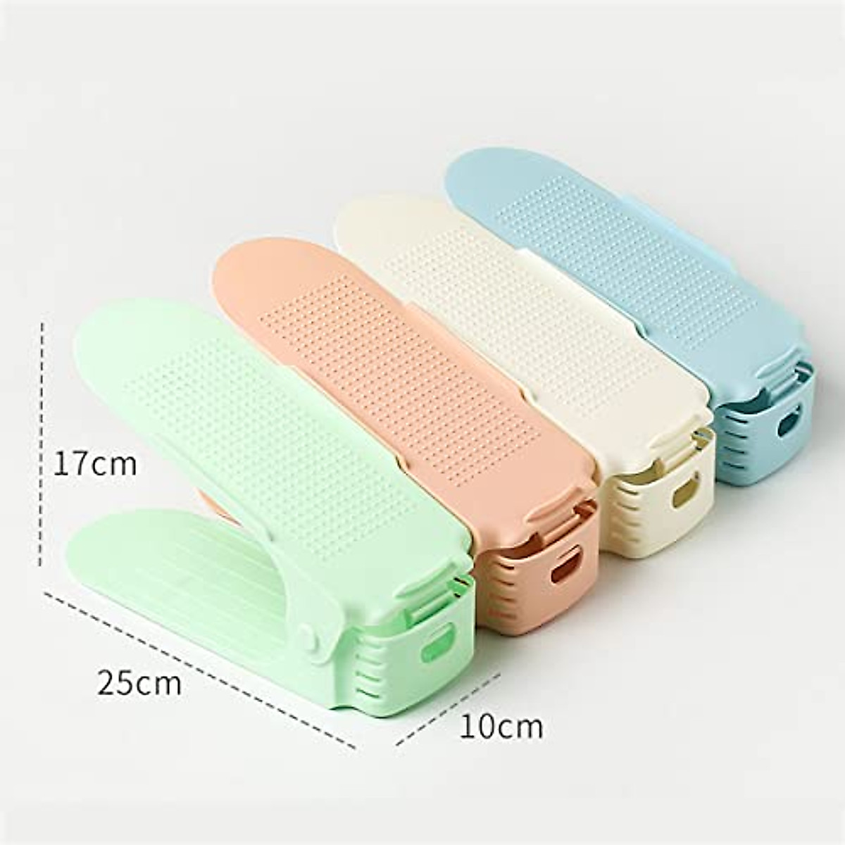 ESAAH 10 Pack Adjustable Shoe Slots Organizer, Shoe Holders Rack Shoe Racks Space Saver for Closet Organization,Blue (Color : Blue)