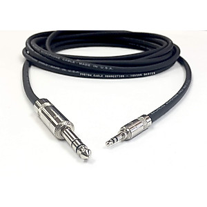 15 Foot Pro Audio 1/4 inch (6.35mm) TRS to 1/8 inch (3.5mm) TRS Balanced Cable by Custom Cable Connection