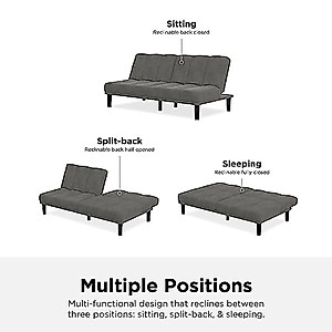 Couch Sleeper Convertible Sofa Bed with Adjustable Back, Fabric Loveseat with Gold Metal Legs for Living Room, Bedroom, Small Space