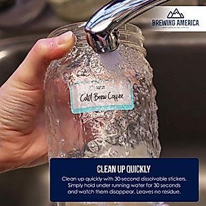 Dissolvable Food Labels for Food Containers - Made in USA - Great for Food Prep, Pantry, Canning, Freezer, Mason Jar Storage, Bottles and Rotation– No Scrubbing, No Residue - Teal