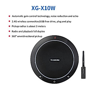 XUNGU HD Video and Audio Conferencing System All-in-One 3X Optical Zoom USB Conference Camera with Speakerphone 1080p Camera and Speakerphone for Conference Rooms