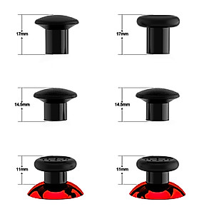 eXtremeRate ThumbsGear Interchangeable Thumbstick for Xbox Controller - Improve Comfort - Chrome Red 3 Height Domed & Concave Grips Ergonomic Adjustable Joystick for Xbox Core, for Xbox One S/X/Elite