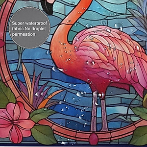 TIYAANDSY Flamingo Shower Curtain for Bathroom, Flower Leaves Glass Art Boho Shower Curtain Set, Cute Animals Abstract Fabric Modern Waterproof Bathroom Decor with 12 Hooks 72x72in YLATY4139