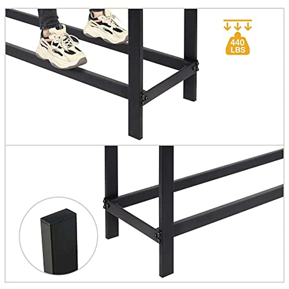 RedSwing Firewood Rack Outdoor, 8 Foot Heavy Duty Logs Holder for Fireplace Metal Wood Pile Storage Stacker Organizer, Square Tube 8ft Black