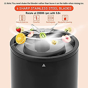 Portable Blender USB Rechargeable,Small Juicer Machines Cup For smoothies and shakes, Mini Fruit Mixer Cup with Six Blades Black