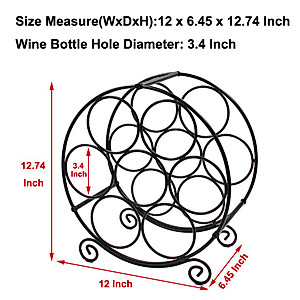 PAG 7 Bottles Freestanding Countertop Metal Wine Rack Small Wine Bottle Holders Stands, Black