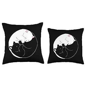 Yin Yang Cat Design Yin Yang Cat Throw Pillow, 16x16, Multicolor