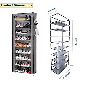 LIKOVSCI 10 Tier 27-Pairs Shoe Rack Tool Free Easy Assembled Shoe Shelf Storage Organizer with Dustproof Nonwoven Fabric Cover