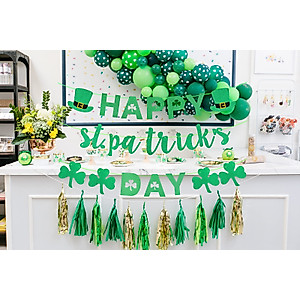 Glitter Happy St Patricks Day Banner, St. Patricks Day Banner Decorations, Felt Shamrock Clover Garland Banner, Happy St Patricks Day Decorations, St Patty’s Day Banner Decorations (Pre-Assemebled )