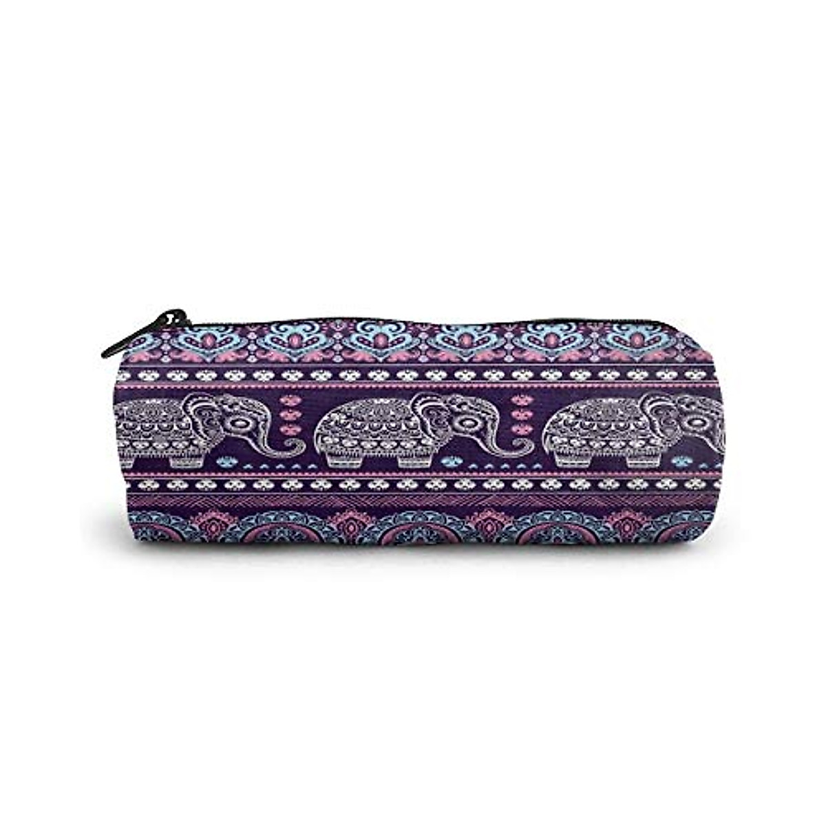 Aieefun Tribal Ethnic Elephant Cylinder Pencil Case Holder Zipper Large Capacity Pen Bag Pouch Stationery Cosmetic Makeup Bag