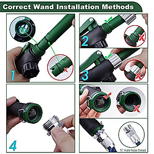 H2O WORKS Heavy Duty 21 Inch Watering Wand with Pivoting Head, Adjustable Water Sprayer Wand with Ergonomic Handle, Spray 6 Watering Patterns, Perfect for Watering Hanging Plants, 1-Year Warranty