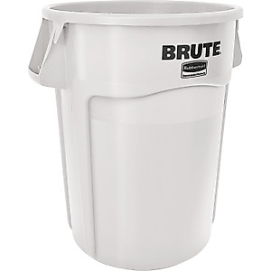 Rubbermaid FG264300 White 44 Gallon Brute LLDPE Heavy-Duty Round Container without Lid