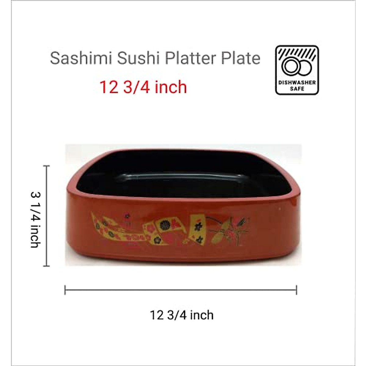 JapanBargain 4076, Sashimi Sushi Serving Tray Plate Platter Dish Japanese Plastic Lacquered Sushi Oke Hangiri, 12.75 inch